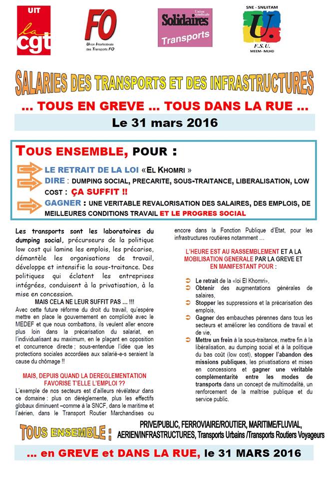 Tous en grève le 31 mars 2016 !!! - Syndicat UFCM CGT des Cheminots de ... Tous en grève le 31 mars 2016 !!! - Syndicat UFCM CGT des Cheminots de ...